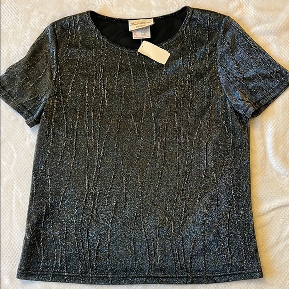 Fred David | Tops | Vintage Elegant Black And Silver Womens Top | Poshmark